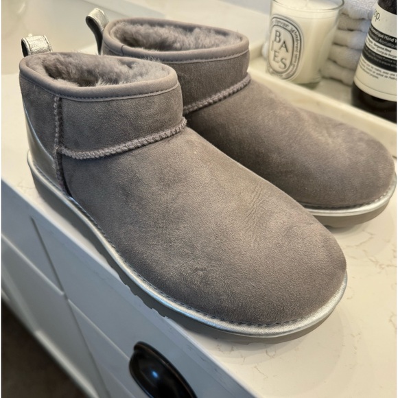 UGG | Shoes | Ugg Classic Ultra Mini Metallic Gray Boot | Poshmark